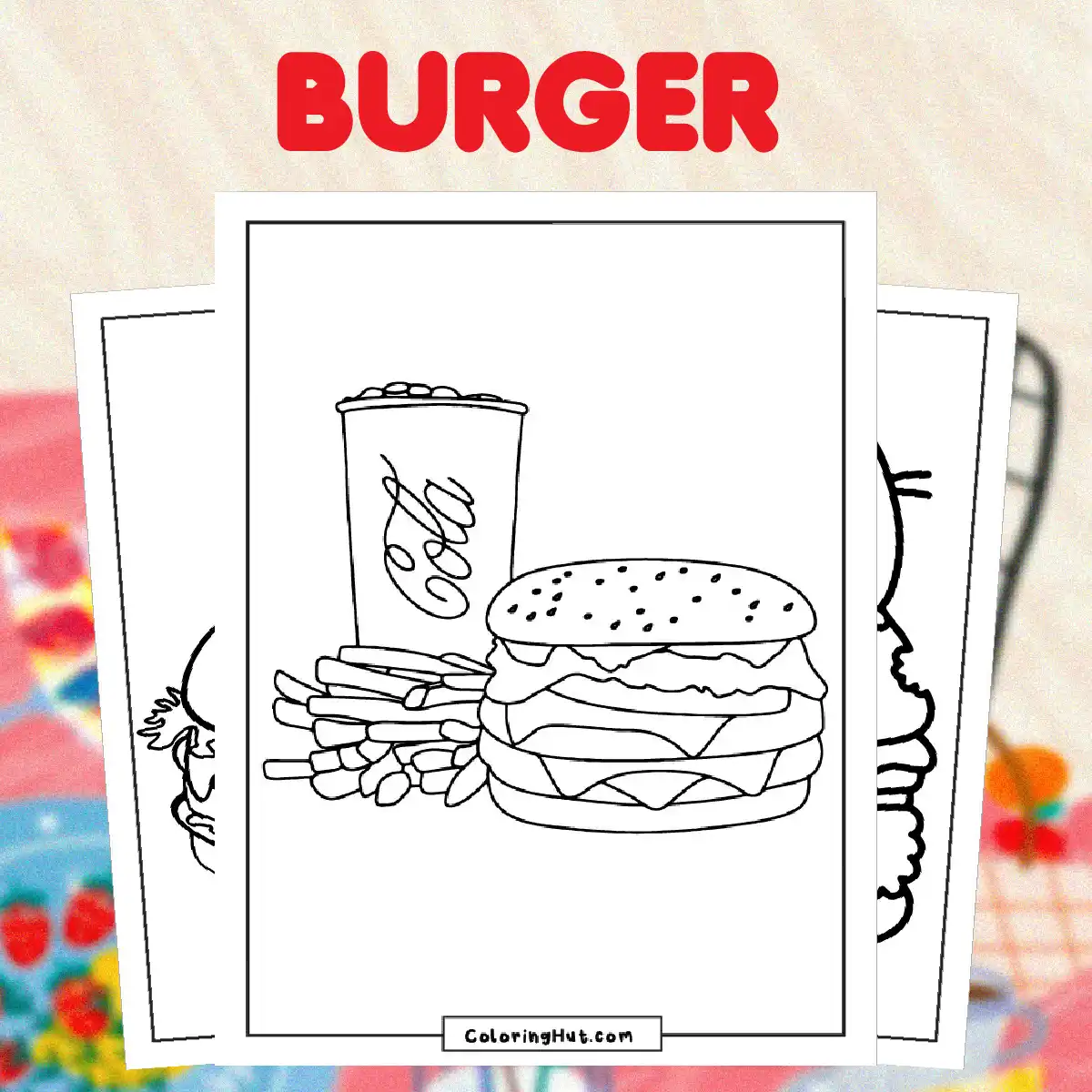 Free Burger Coloring Pages | Coloring Hut