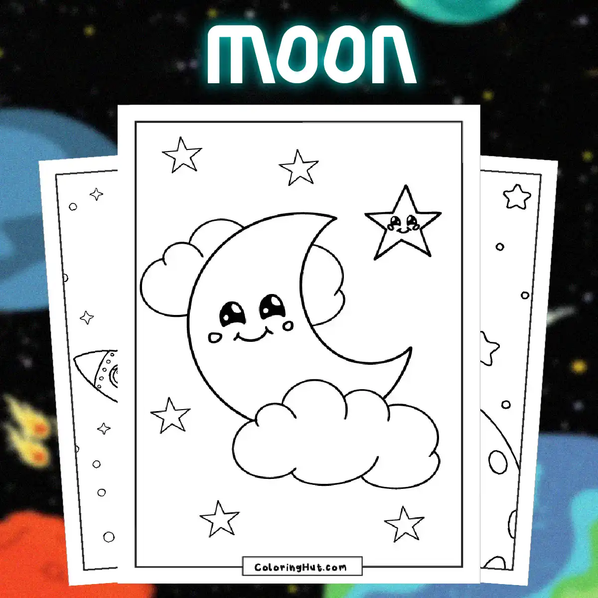 Free Moon Coloring Pages | Coloring Hut